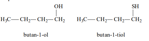 Os diferentes estados físicos do butan-1-ol e do butan-1-tiol ocorrem ...